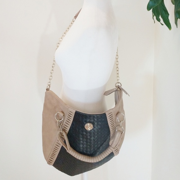 bebe | Bags | Bebe Large Tan Black Shoulder Tote Bag | Poshmark